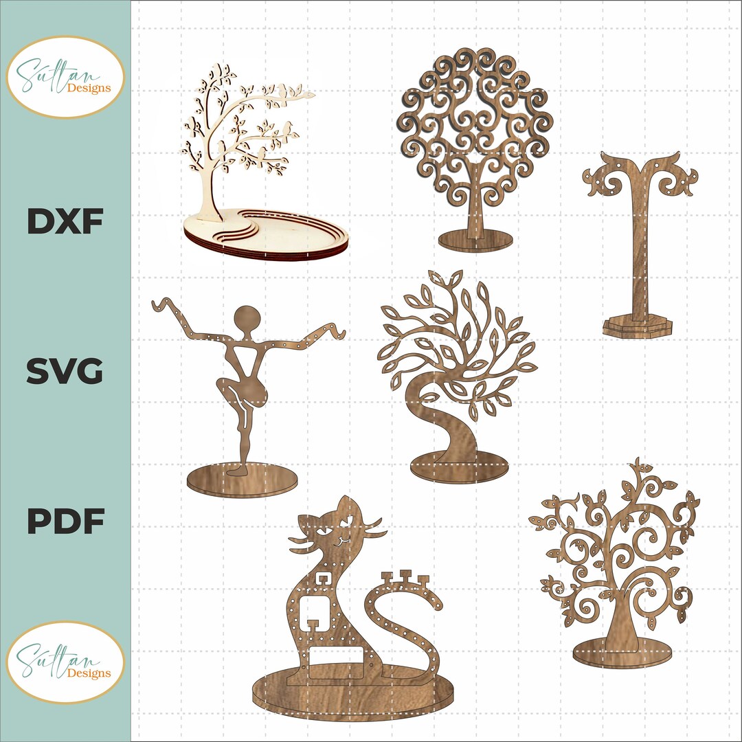 7 Earring Display SVG Filelaser Cut Earring Stand Svg Files, Earring ...