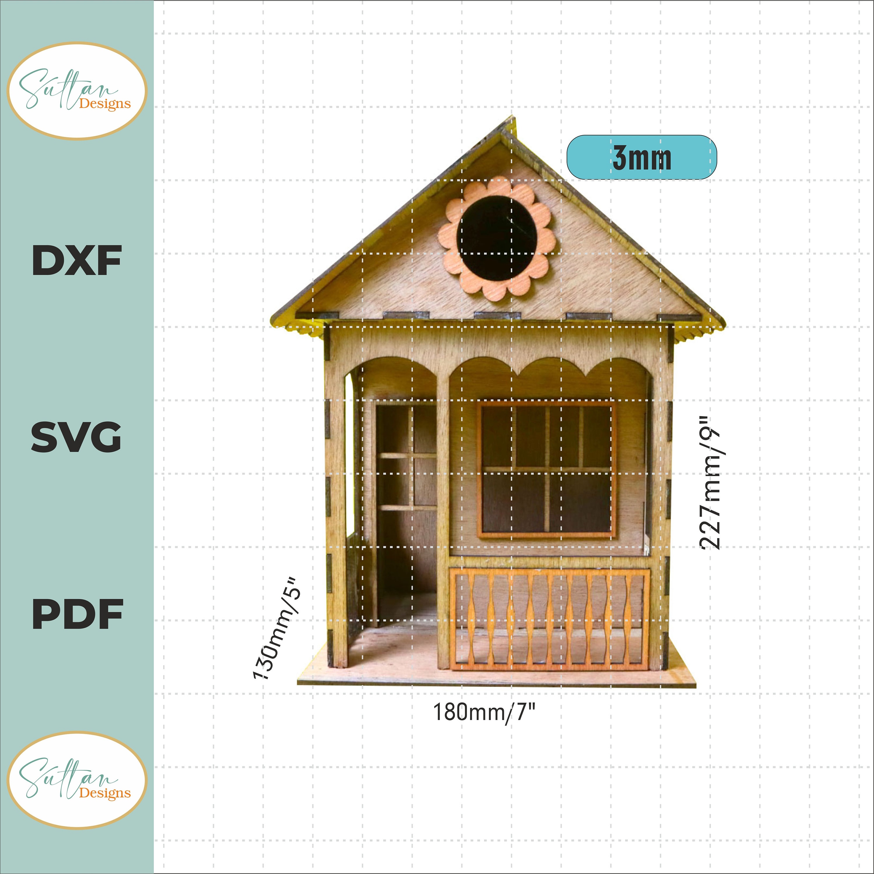 Laser Cut Bird House Dxf 6 Bird House Vector Laser Template Nesting Box ...