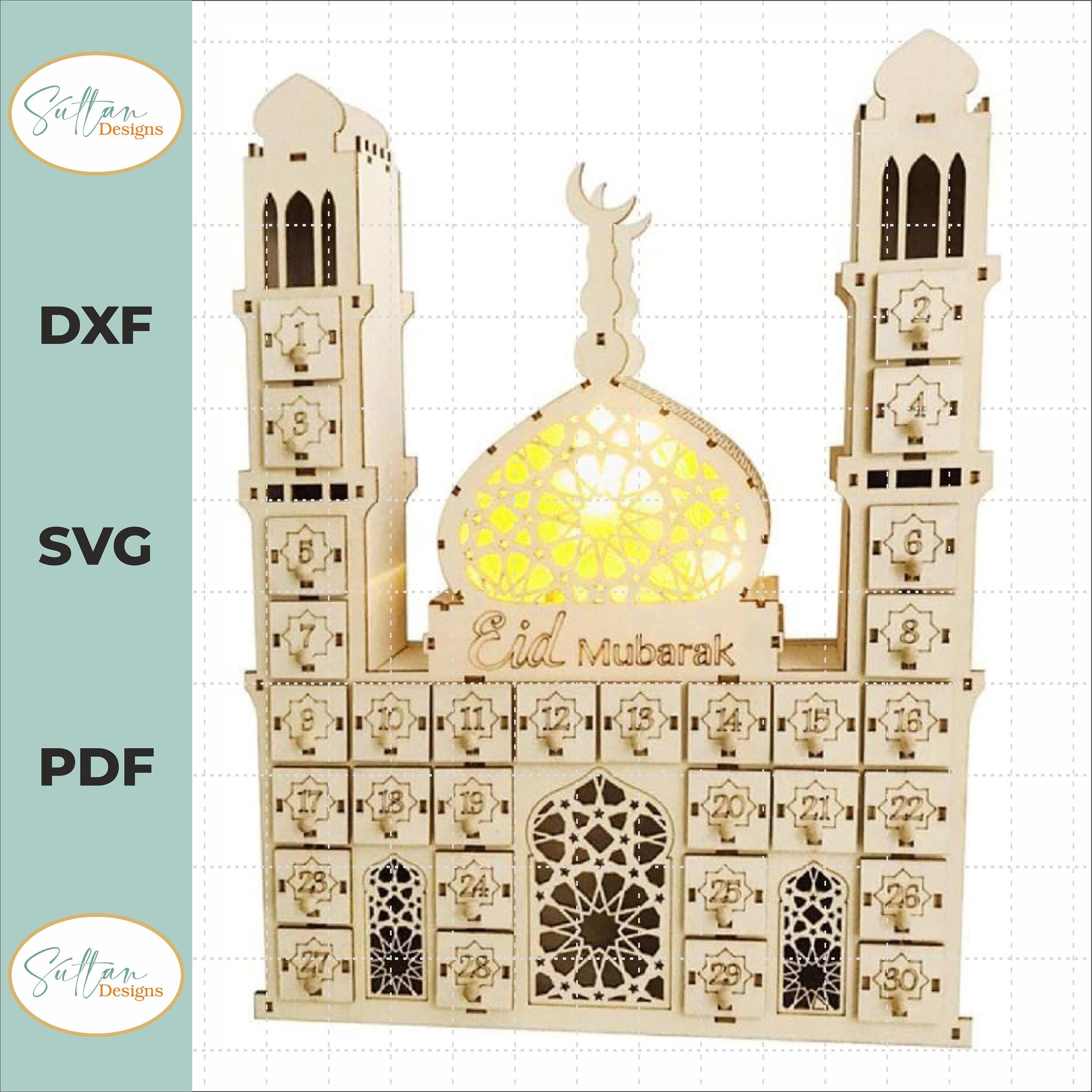 Ramadan Countdown Calendar Vector Svg Calendar - Laser Cut Ramadan ...