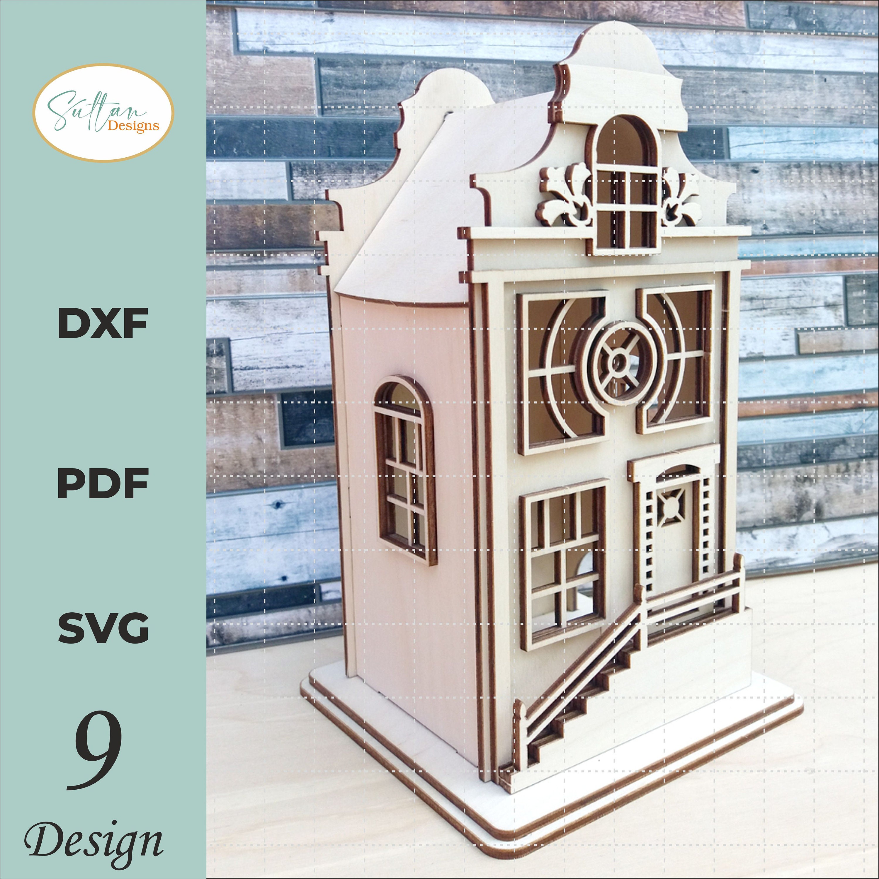9 archivos de corte láser 3D de casas de Ámsterdam, modelo DXF para ...