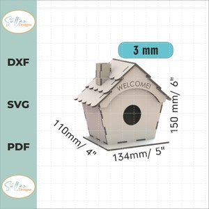 Laser Cut Bird House Dxf 6 Bird House Vector Laser Template Nesting Box ...