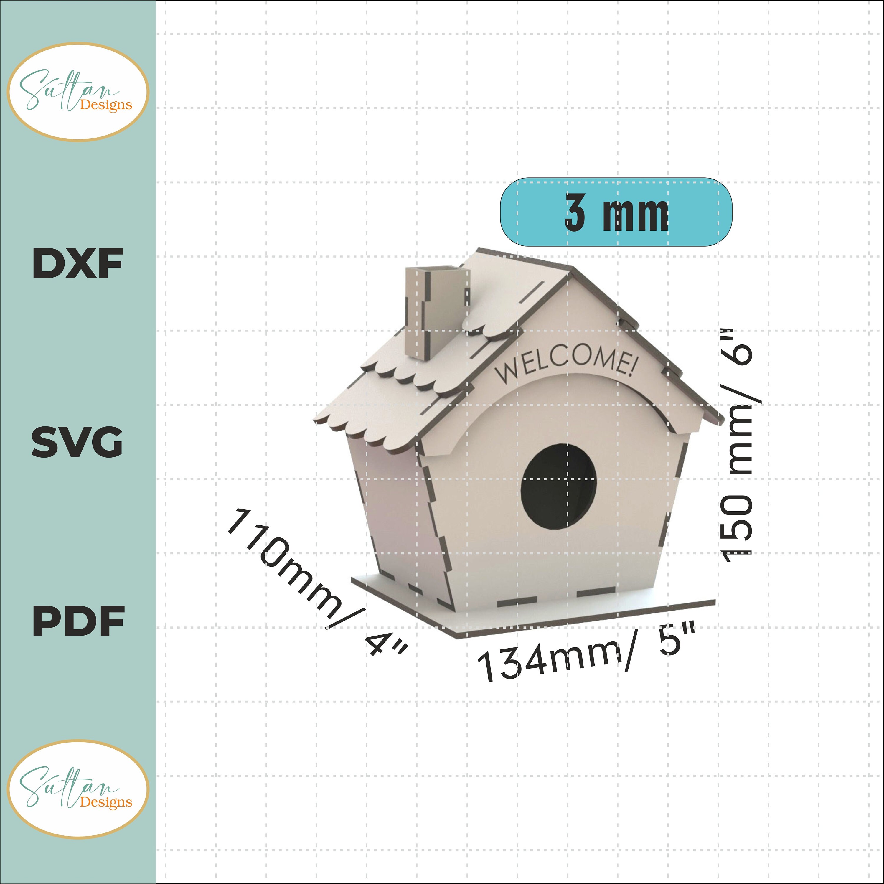 Laser Cut Bird House Dxf 6 Bird House Vector Laser Template Nesting Box ...