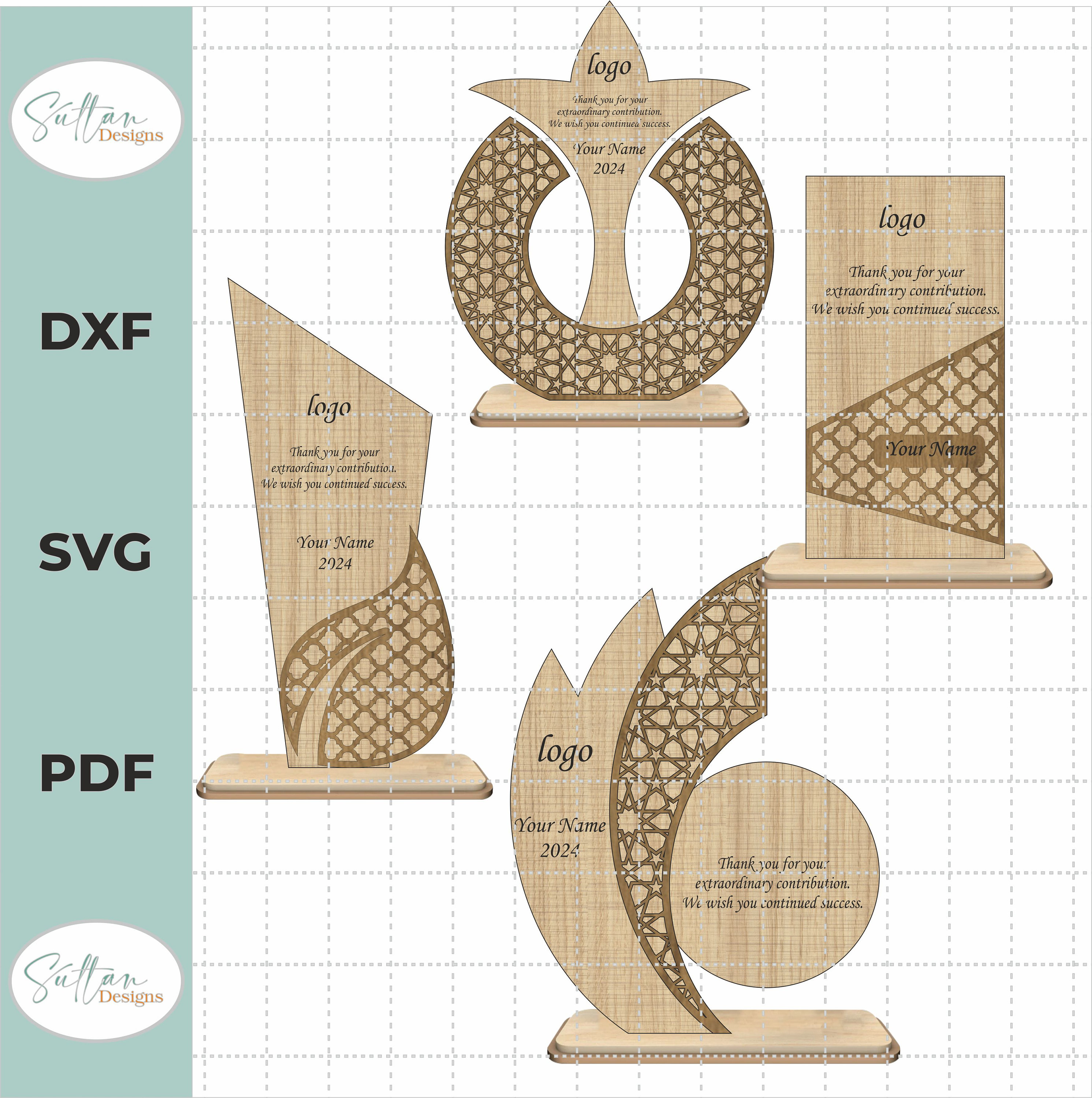 25 Different Design Award Trophy Laser Cut File Pack, Award Trophy SVG ...