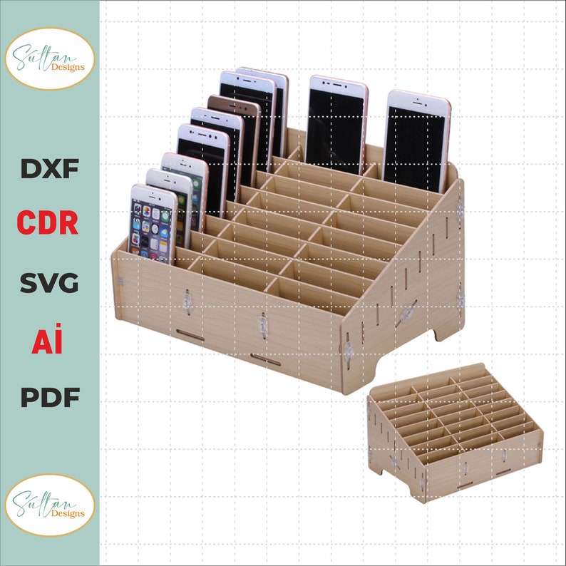 Laser Cut Multi Cell Phone Rack Phone Holder Desktop Organizer Storage ...