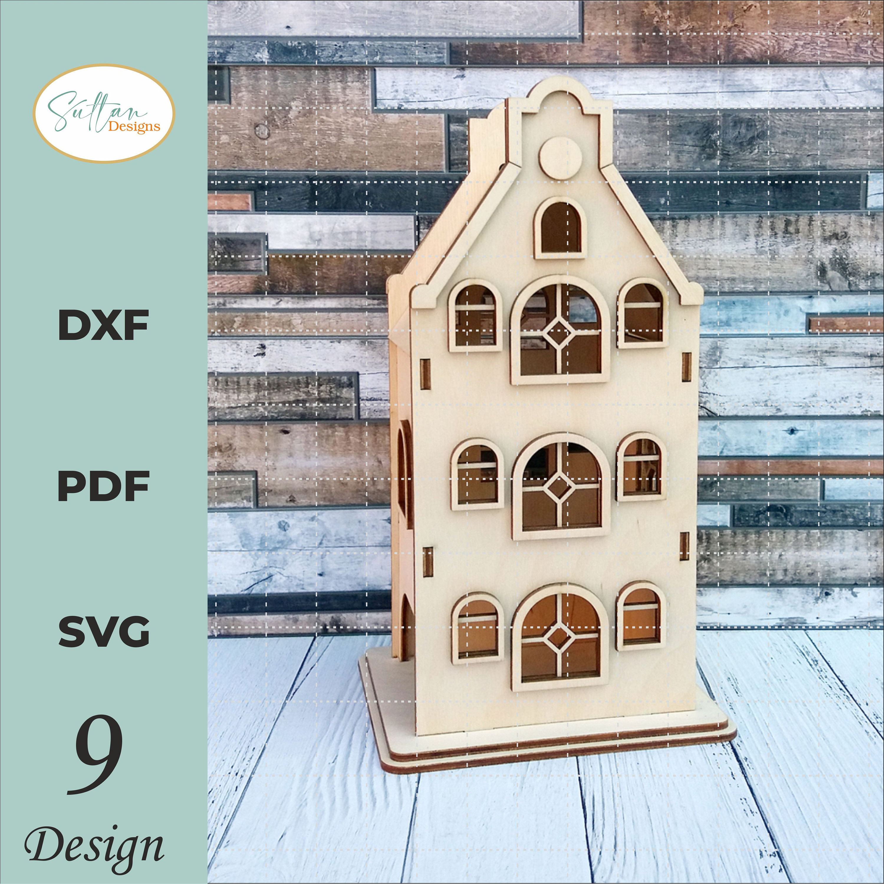 9 archivos de corte láser 3D de casas de Ámsterdam, modelo DXF para ...