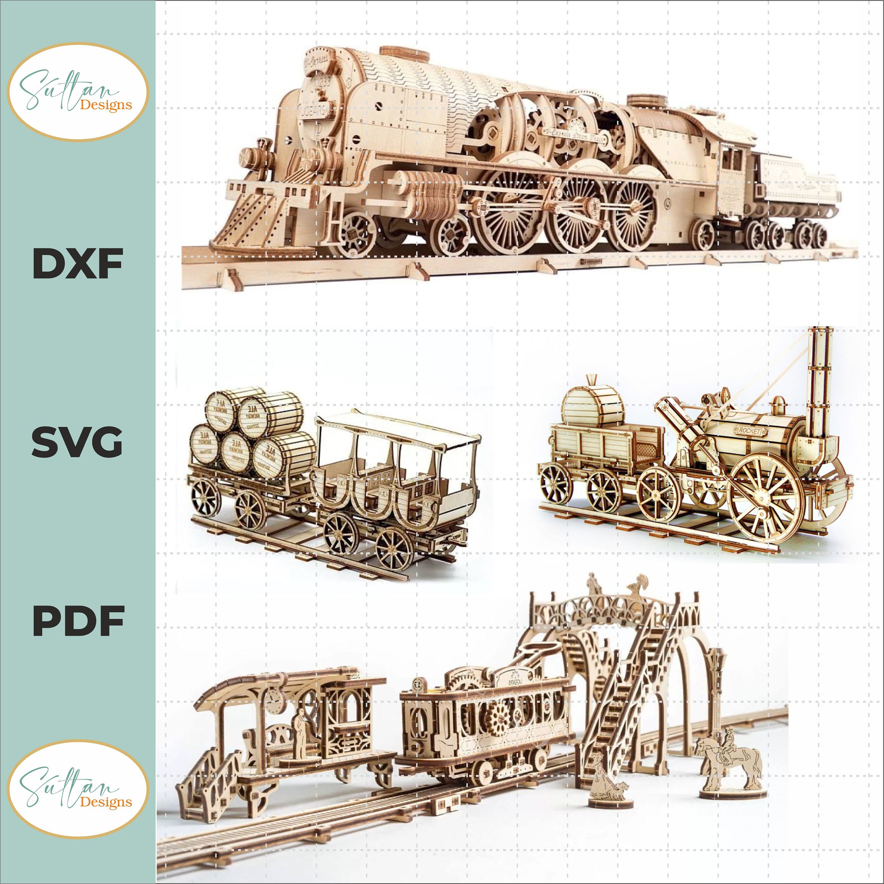 Laser Cut 3D Wooden Puzzle Train Station Steam Train Wooden - Etsy UK