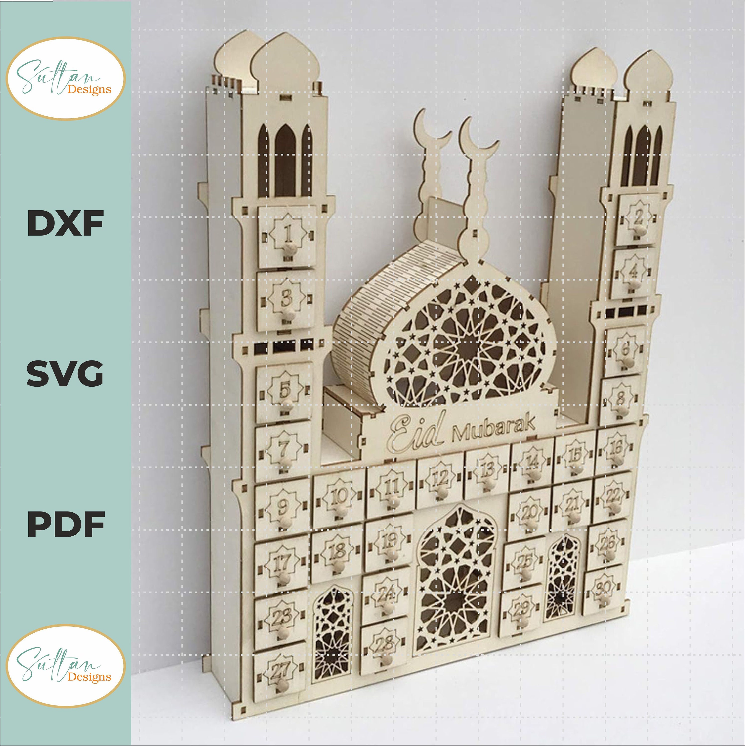Ramadan Countdown Calendar Vector Svg Calendar - Laser Cut Ramadan ...