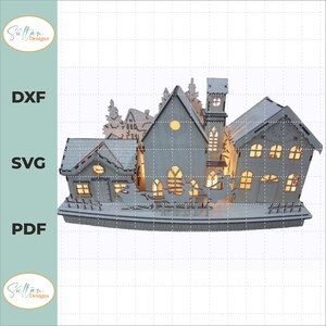 Laser Cut Christmas Night Decorations 3D Wooden House Plan, Christmas ...