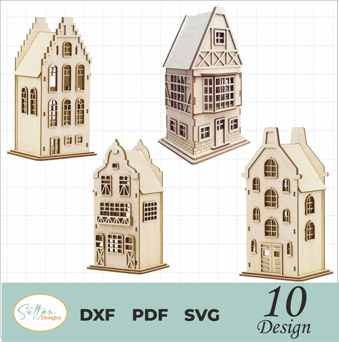 10 Amsterdam Houses 3D Laser Cut Files DXF Model for Plasma DIY Cnc ...