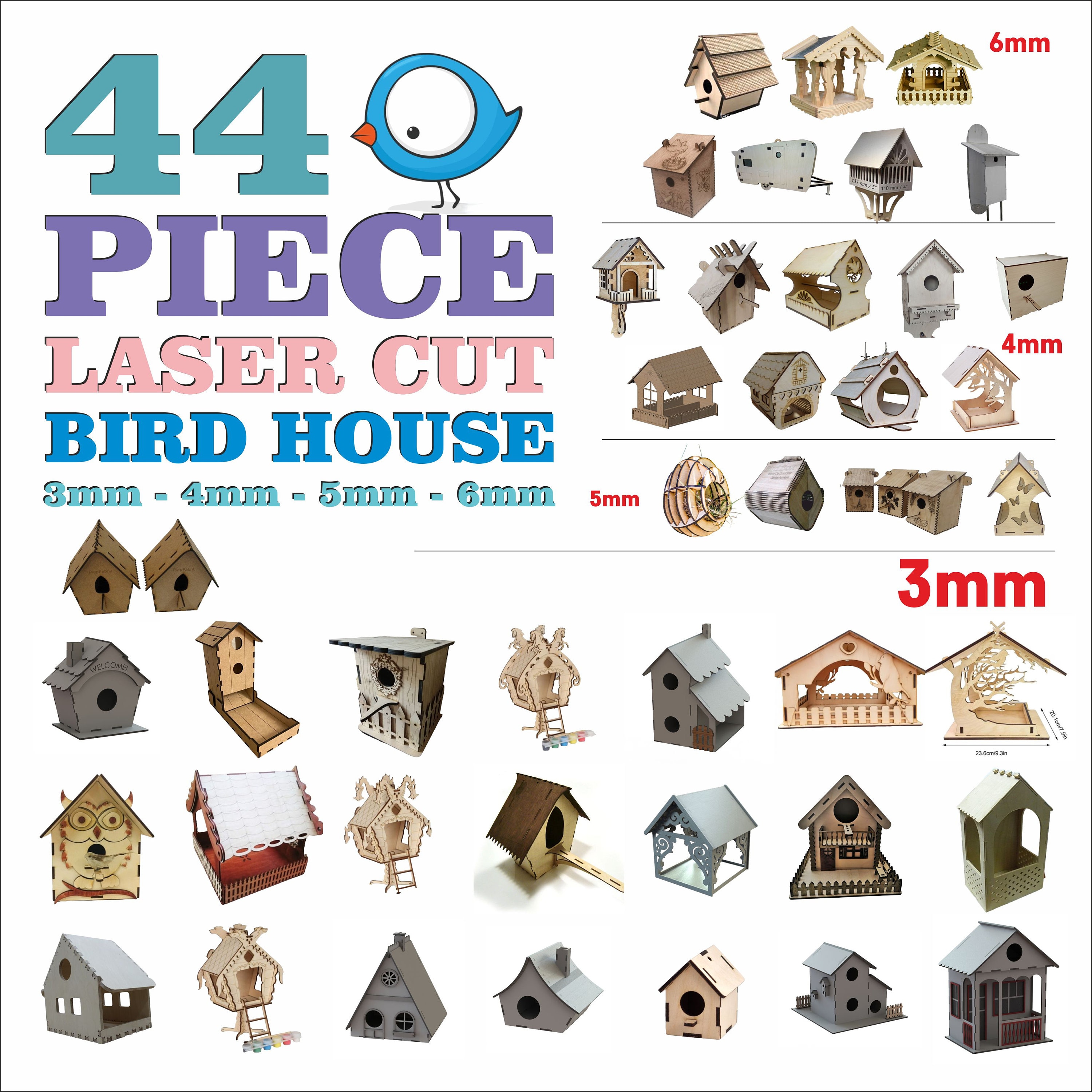 44 Laser Cut Bird House Vector Laser Template, Nesting Box Laser Cut ...