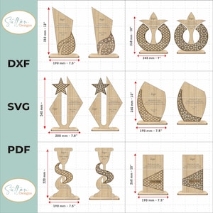 25 Different Design Award Trophy Laser Cut File Pack, Award Trophy SVG ...