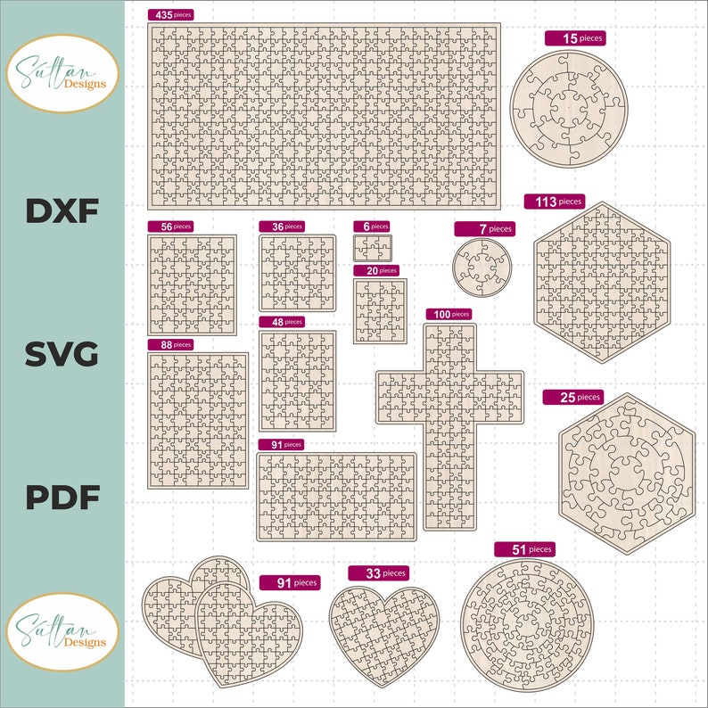 Puzzle Template Svg, Puzzle Svg, Jigsaw Svg for Cricut, Laser Cut ...