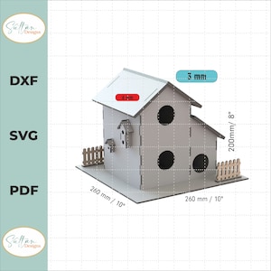Laser Cut Bird House Dxf 6 Bird House Vector Laser Template Nesting Box ...