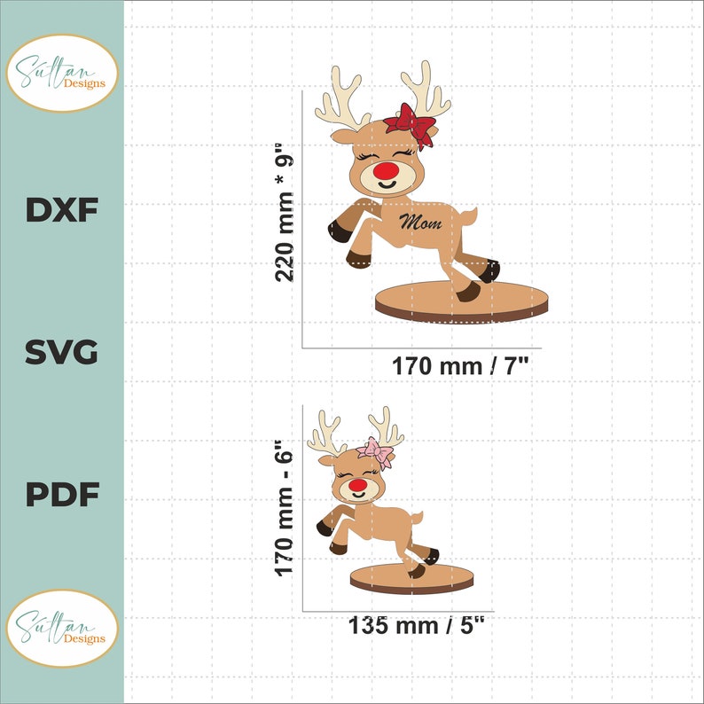 Personalised Freestanding Reindeer, Family Christmas Decoration, Place ...