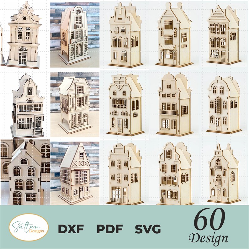 60 Amsterdam Houses 3D Laser Cut Files DXF Model for Plasma DIY Cnc ...