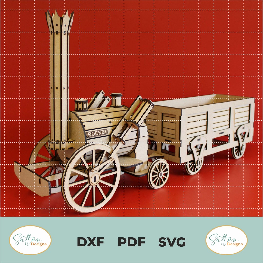 Wooden Train Locomotive - Wooden Steam Engine Train - Laser Cut ...