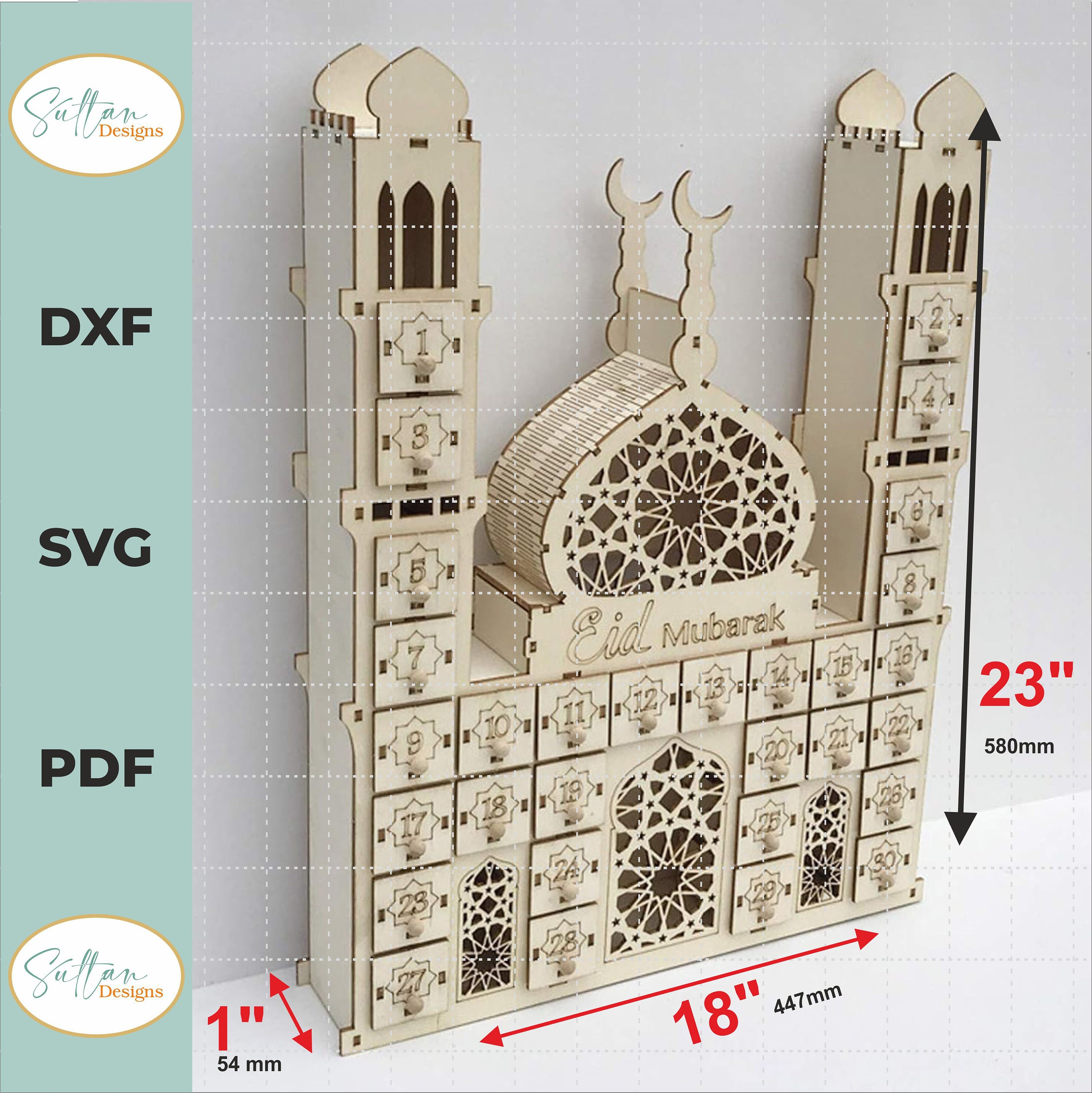 Ramadan Countdown Calendar Vector Svg Calendar - Laser Cut Ramadan ...