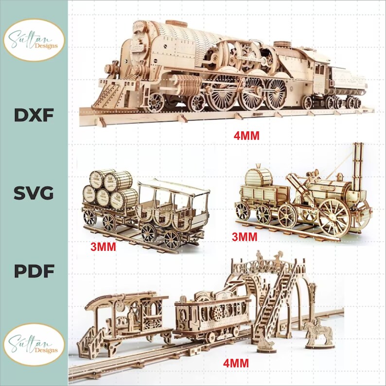 Laser Cut 3D Wooden Puzzle Train Station, Steam Train Wooden ...