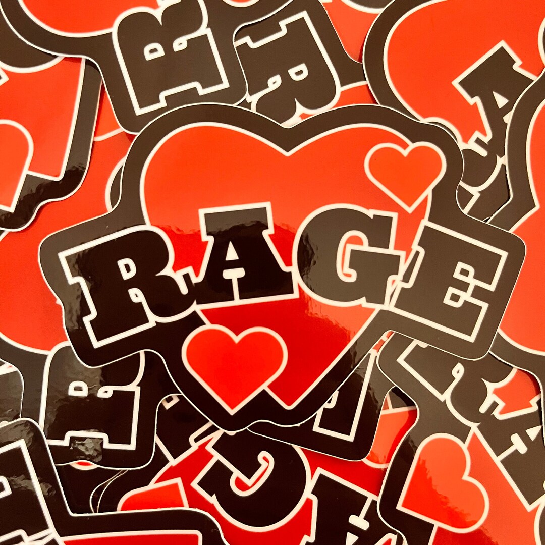 Heart Shaped Rage 3” Sticker/ Die-cut Sticker/ Typography Weatherproof ...