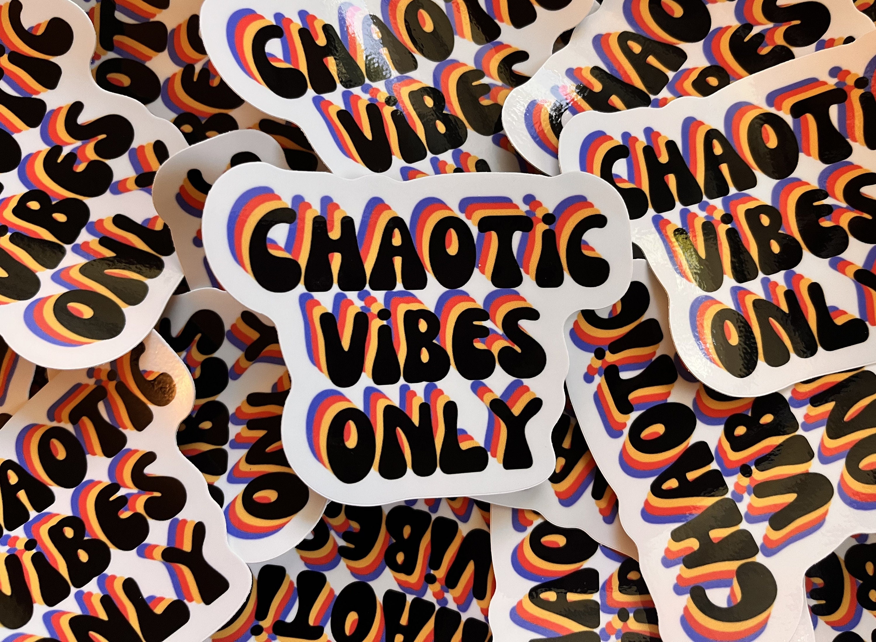 Chaotic Vibes Only 3'' Sticker/ 70's Style Die-cut Sticker/ Typography ...