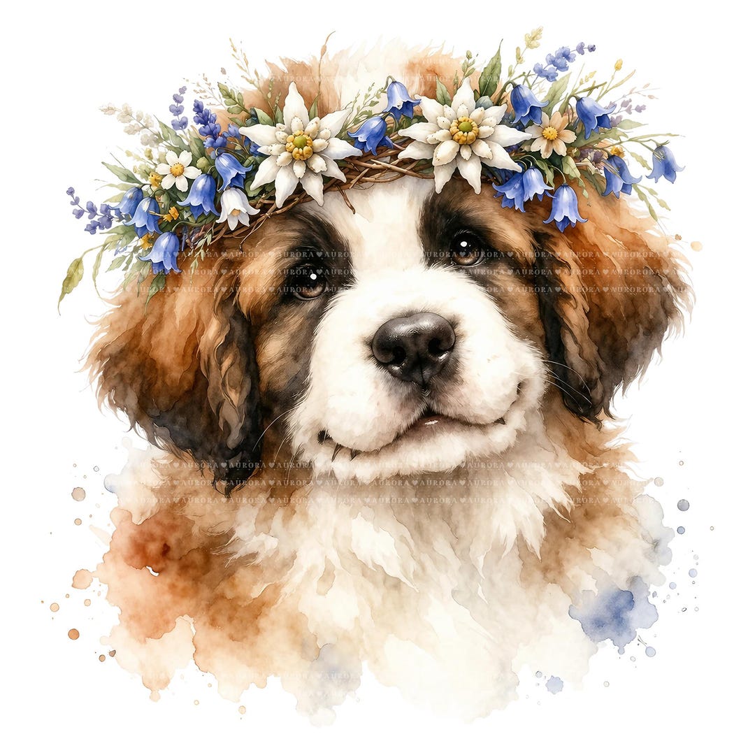 15 Watercolor Animal Flower Crown Clipart Bundle, PNG Sublimation ...