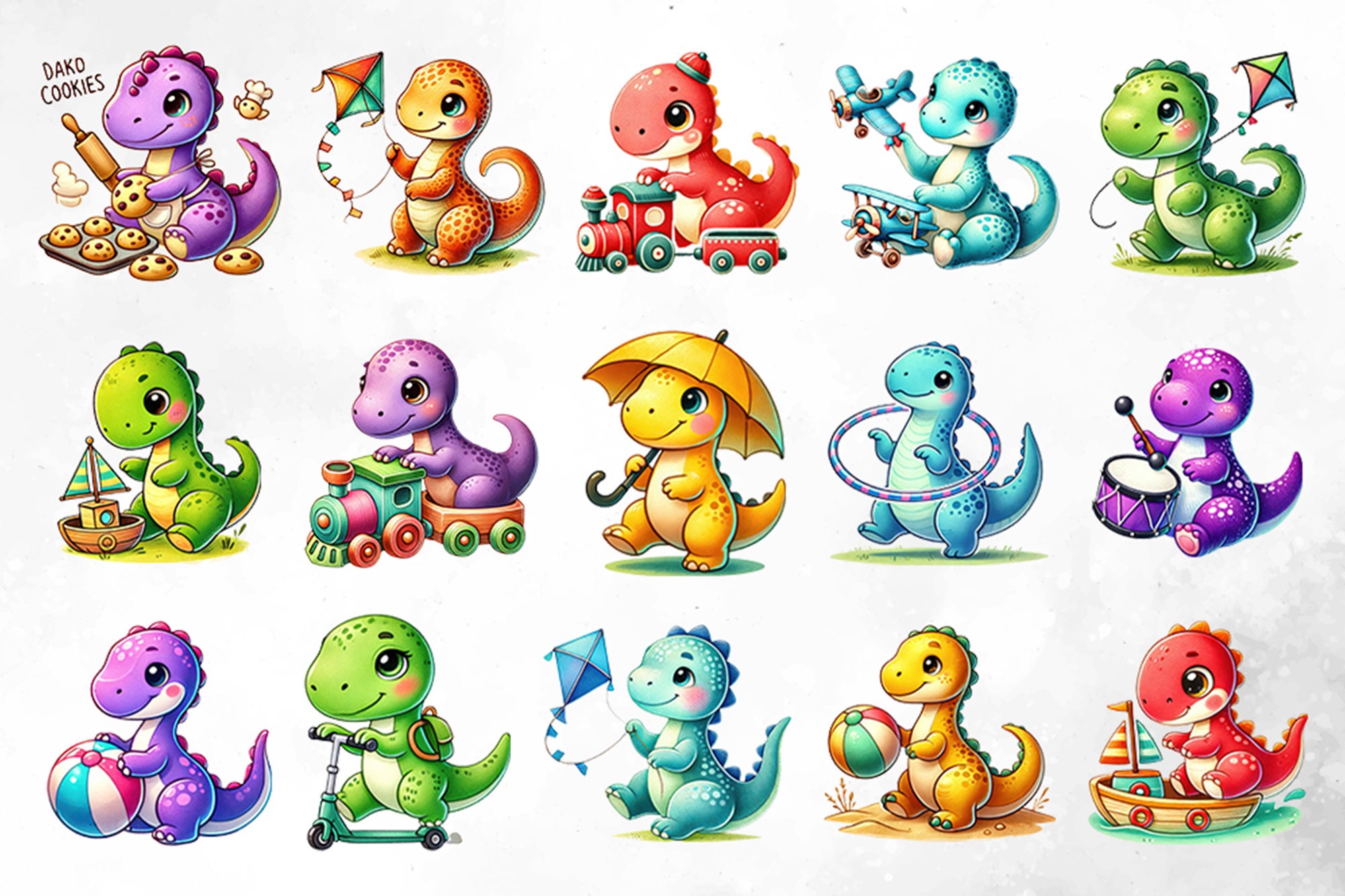 110+ Baby Dinosaur Clipart Bundle, Cute and Colorful Dinosaur for Kids ...