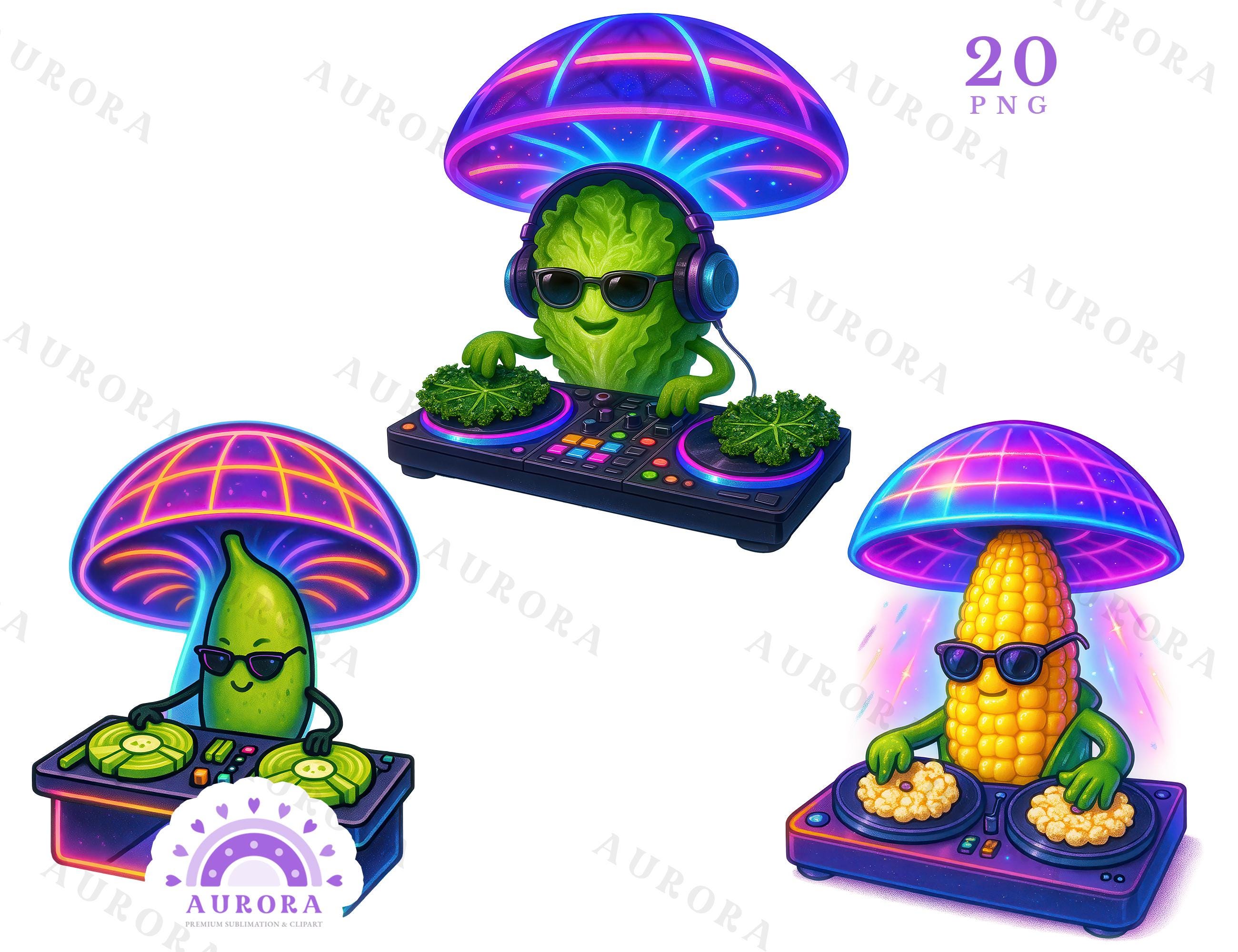 90s Disco Vegetable DJ Clipart Bundle, Retro Veggies, Sublimation PNG ...