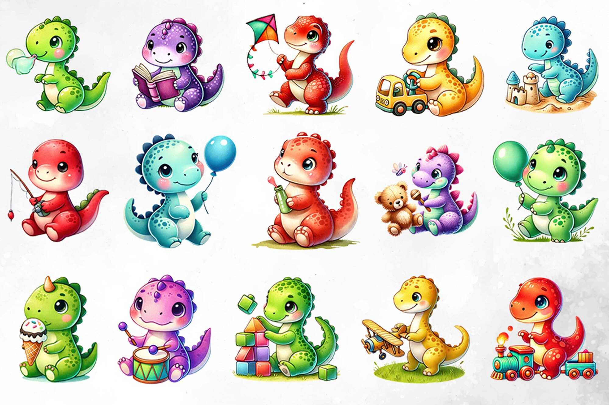110+ Baby Dinosaur Clipart Bundle, Cute and Colorful Dinosaur for Kids ...
