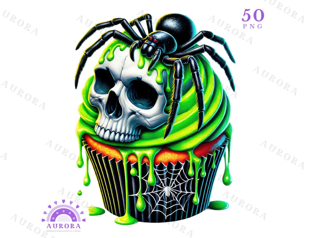 50 Halloween Cupcake Clipart Bundle, Creepy Halloween Sublimation PNG ...
