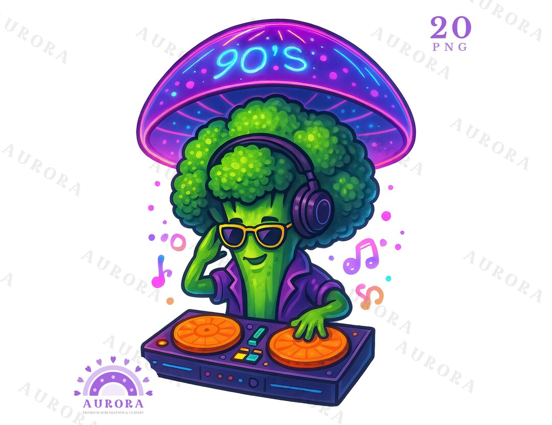 90s Disco Vegetable DJ Clipart Bundle, Cute Retro Funky Veggies for ...