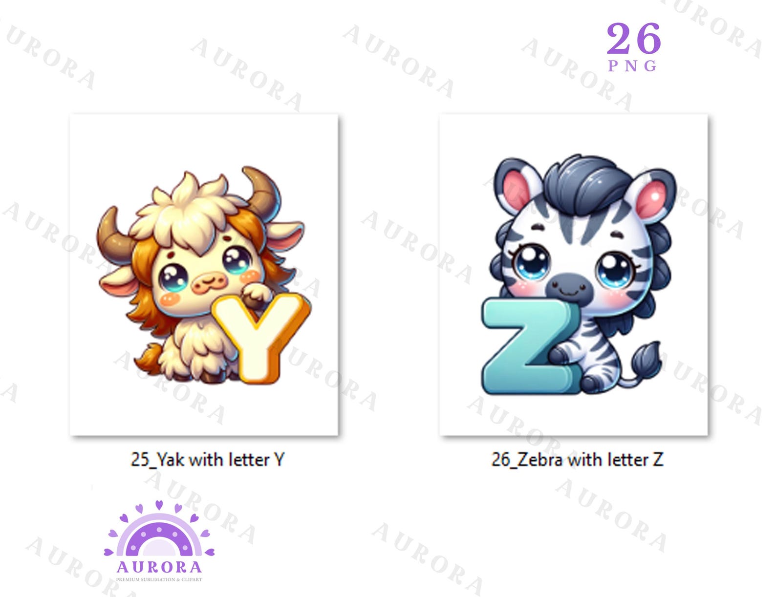 Cute Animal Alphabet Clipart, Adorable Alphabet A-Z, Animals A to Z ...