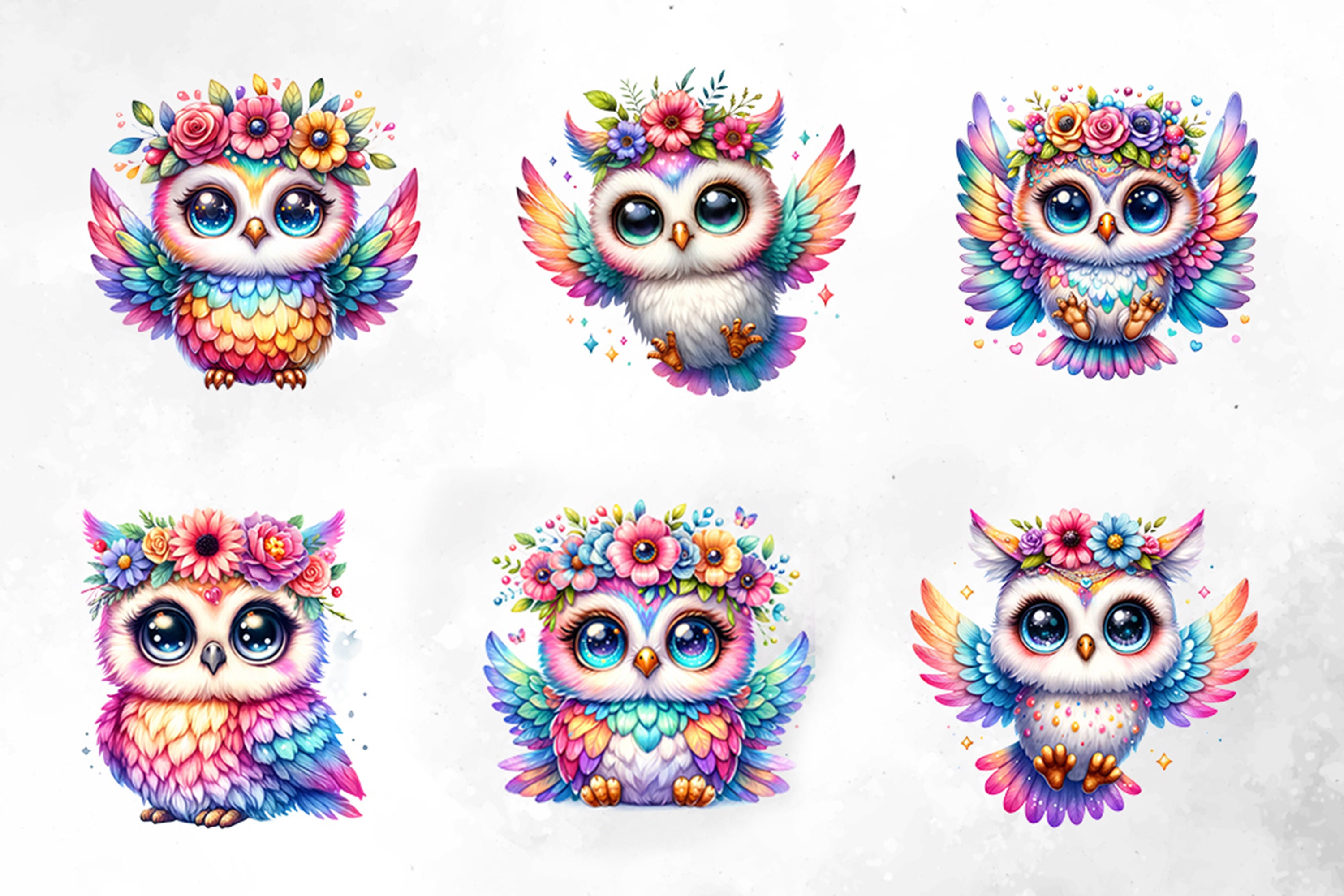 25 Pastel Owl Sublimation Clipart, Watercolor Cute Owl PNG, Colorful ...