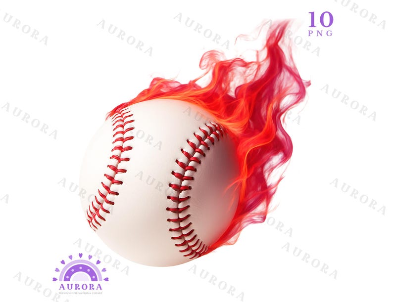 Flaming Baseball Clipart Bundle, Fire Baseball PNG, Red, Green, Pink ...