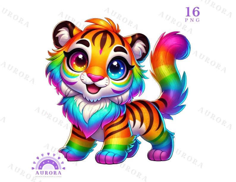 Rainbow Animal Clipart Bundle, Colorful Animals PNG, Highland Cow ...