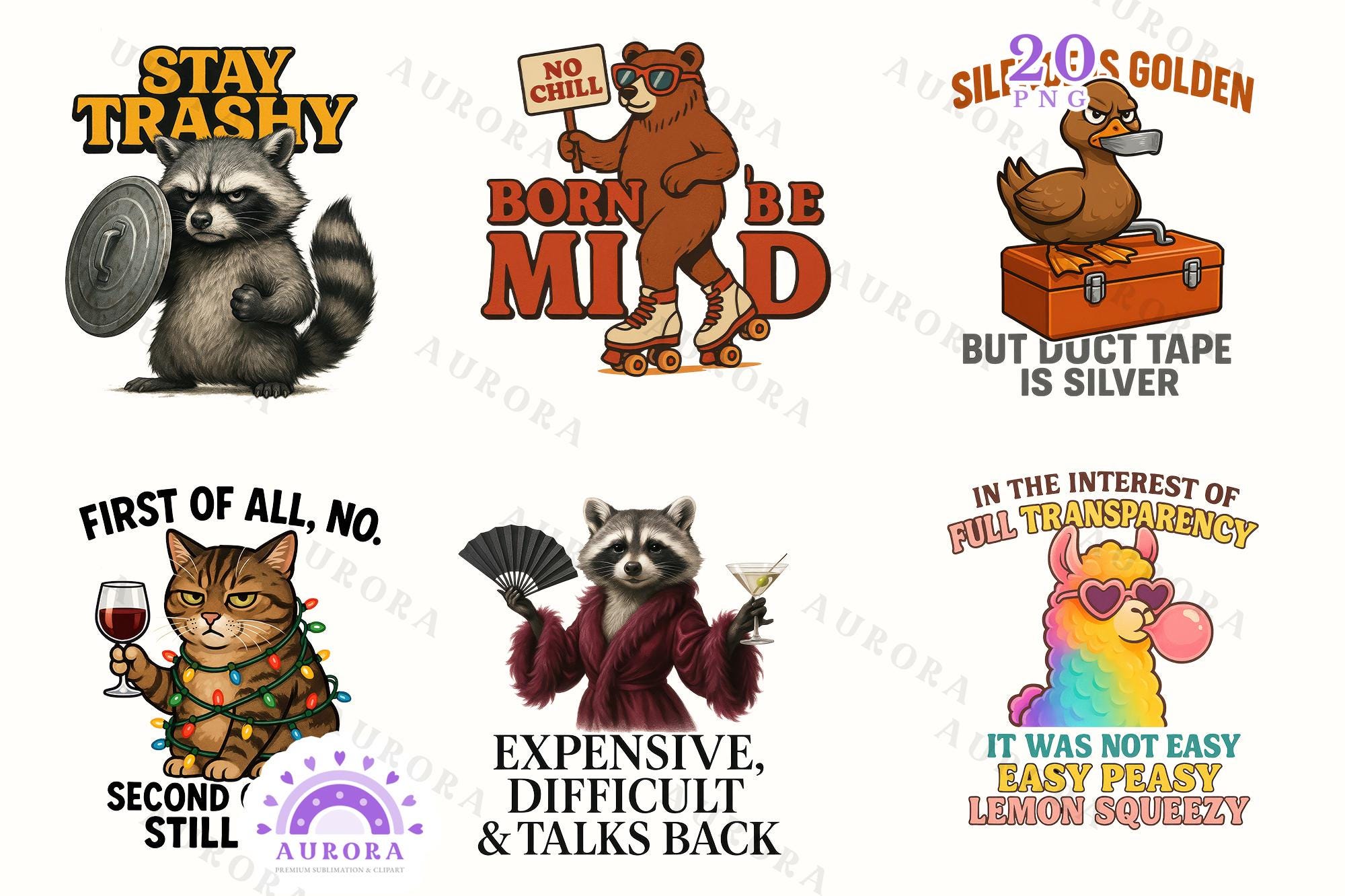 Sarcastic Animal Clipart Bundle, Sublimation, Funny Animals, T-shirt ...