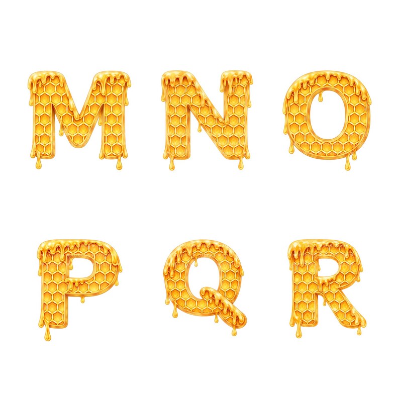Dripping Honey Alphabet, Honeycomb Letters and Numbers, Bumble Bee ...