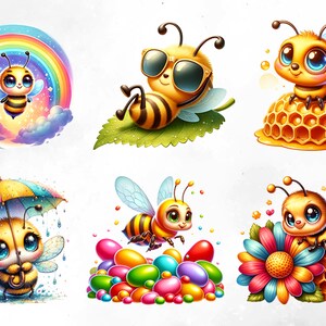 22 Cute Honey Bee PNG, Watercolor Bee Clipart, Sweet Bees Sublimation ...