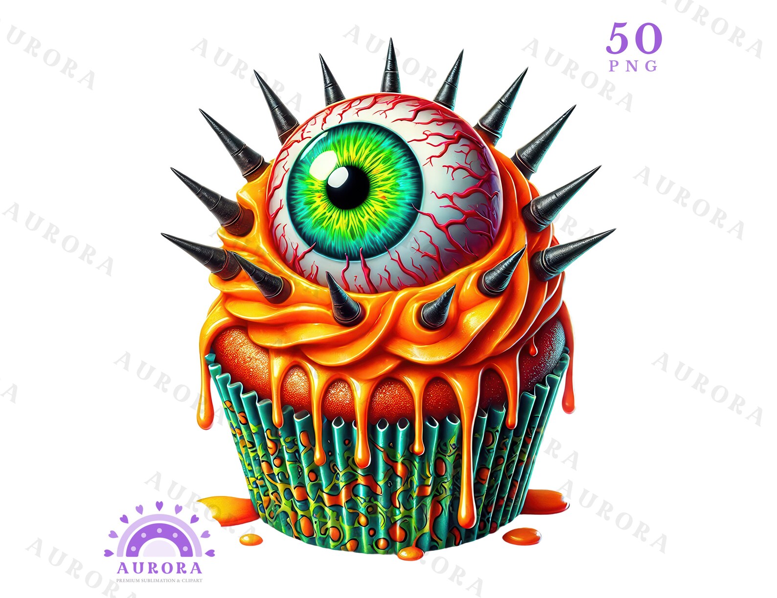 50 Halloween Cupcake Clipart Bundle, Creepy Halloween Sublimation PNG ...