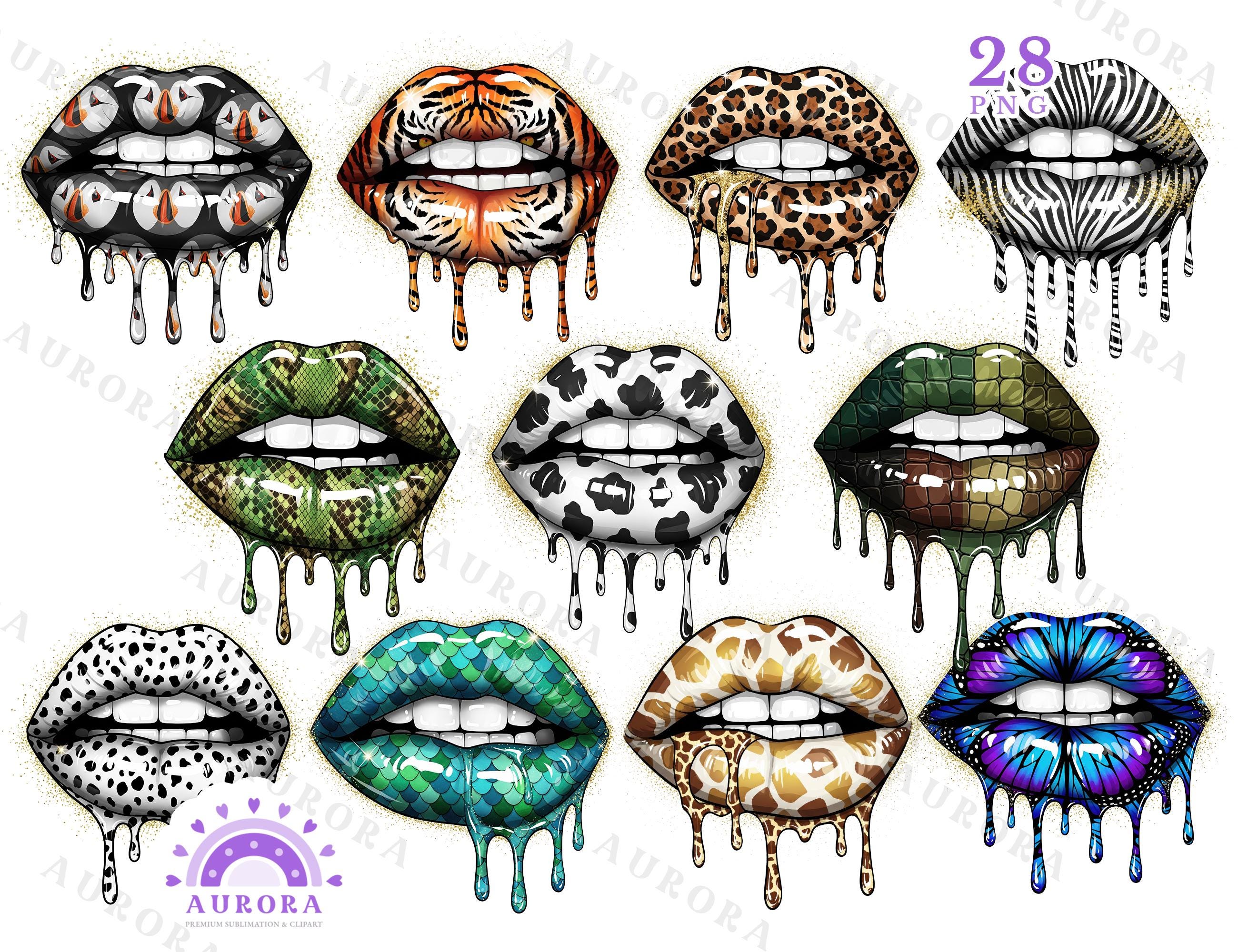 Animal Print Dripping Lips PNG Clipart, Sublimation, Leopard, Tiger ...