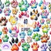 Colorful Paw Print Clipart, Watercolor Animal Clip Art, Bundle, Cat ...