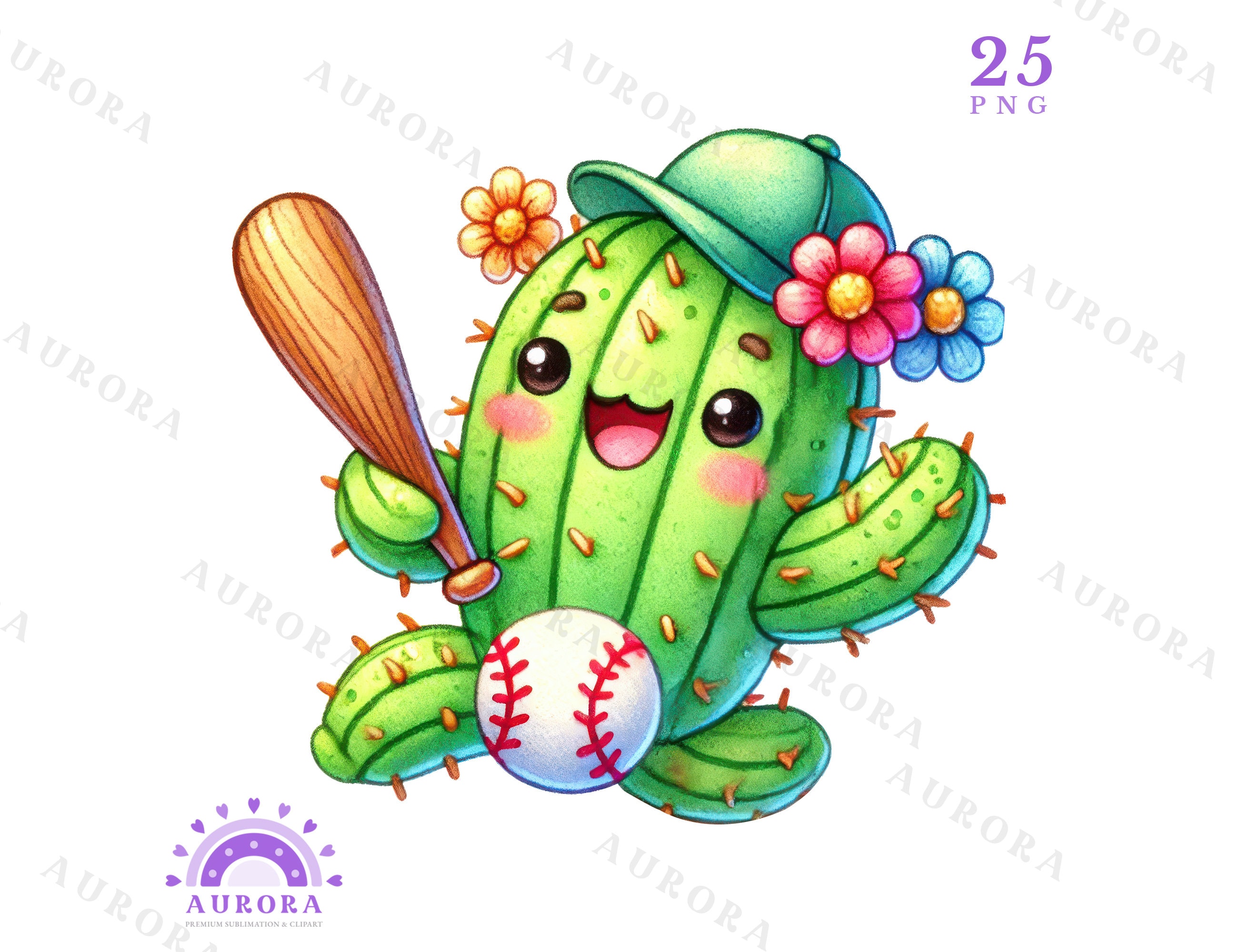 Cute Cactus Clipart, Kawaii Cactus PNG, Cactus Character Art, Planner ...
