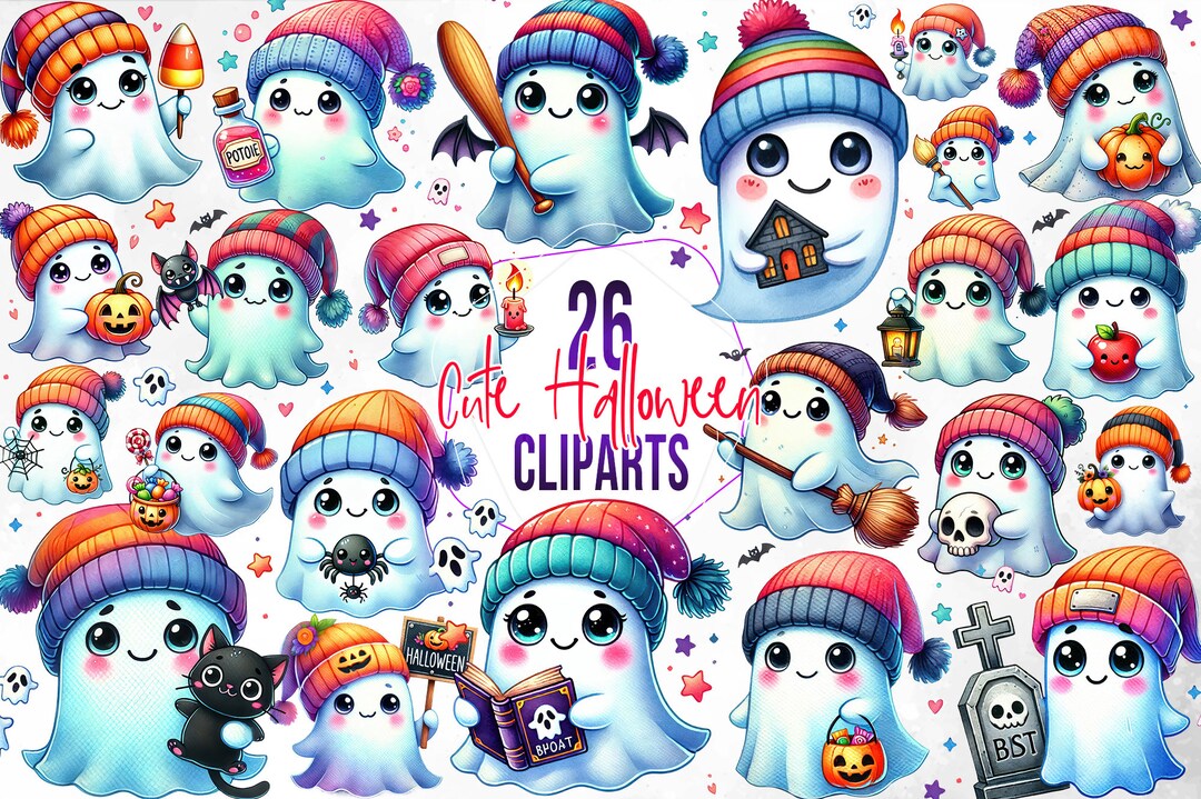 26 Cute Halloween Ghost Clipart, Boo Ghosts, Spooky Halloween ...