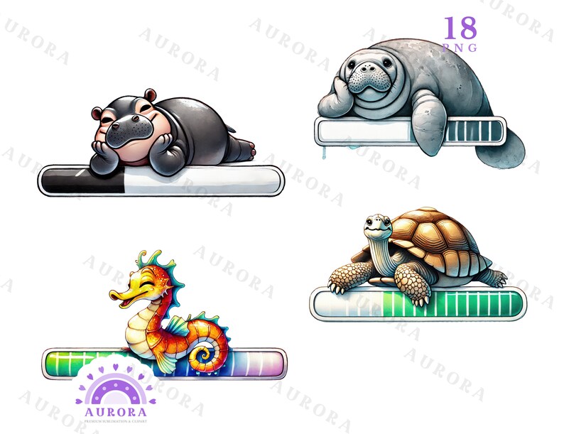 Cute Animals Loading Bar Clipart Bundle, Cute Animal Clipart ...
