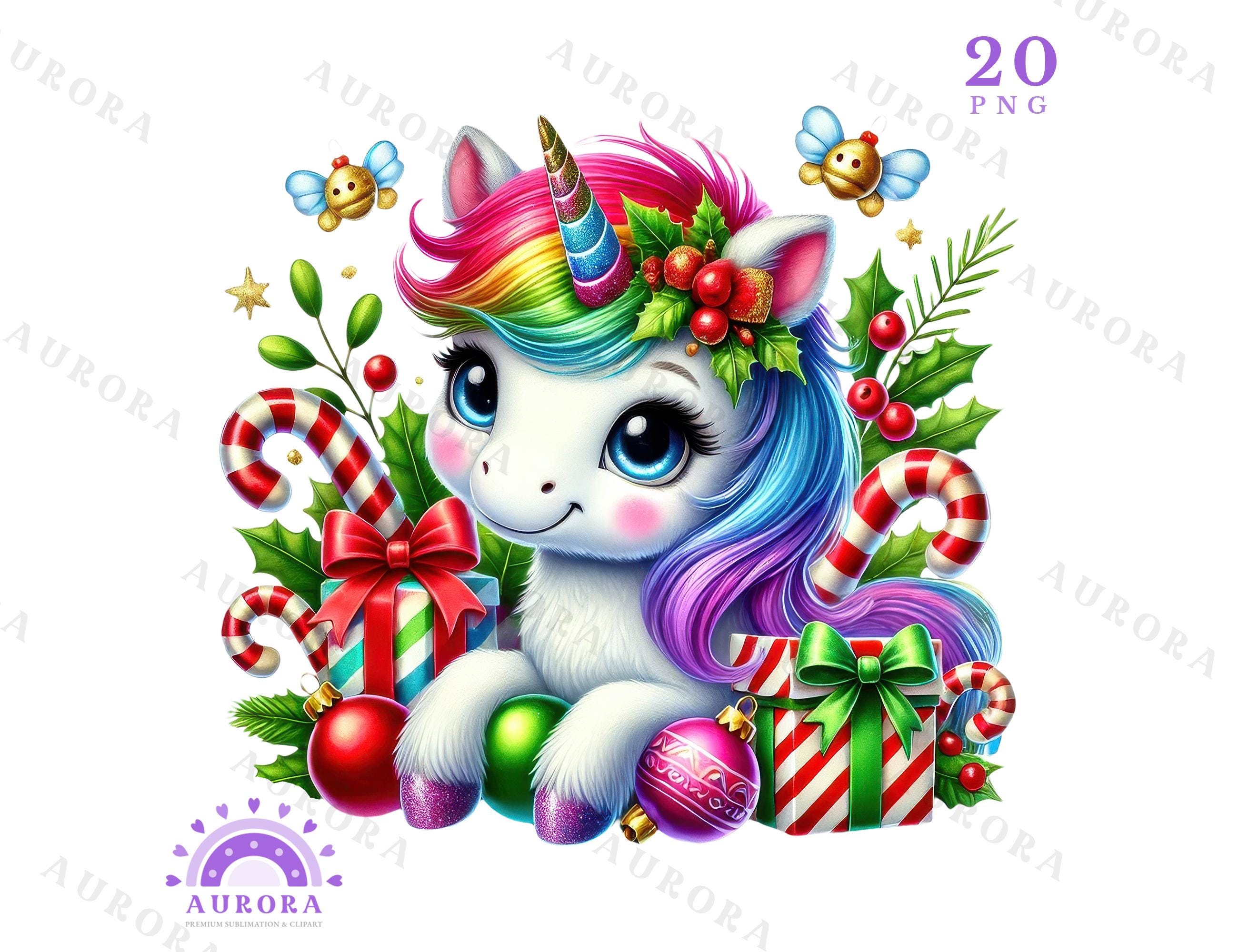 20 Cute Christmas Unicorn Clipart, Festive Unicorn Sublimation PNG, Holiday Unicorn, Christmas ...