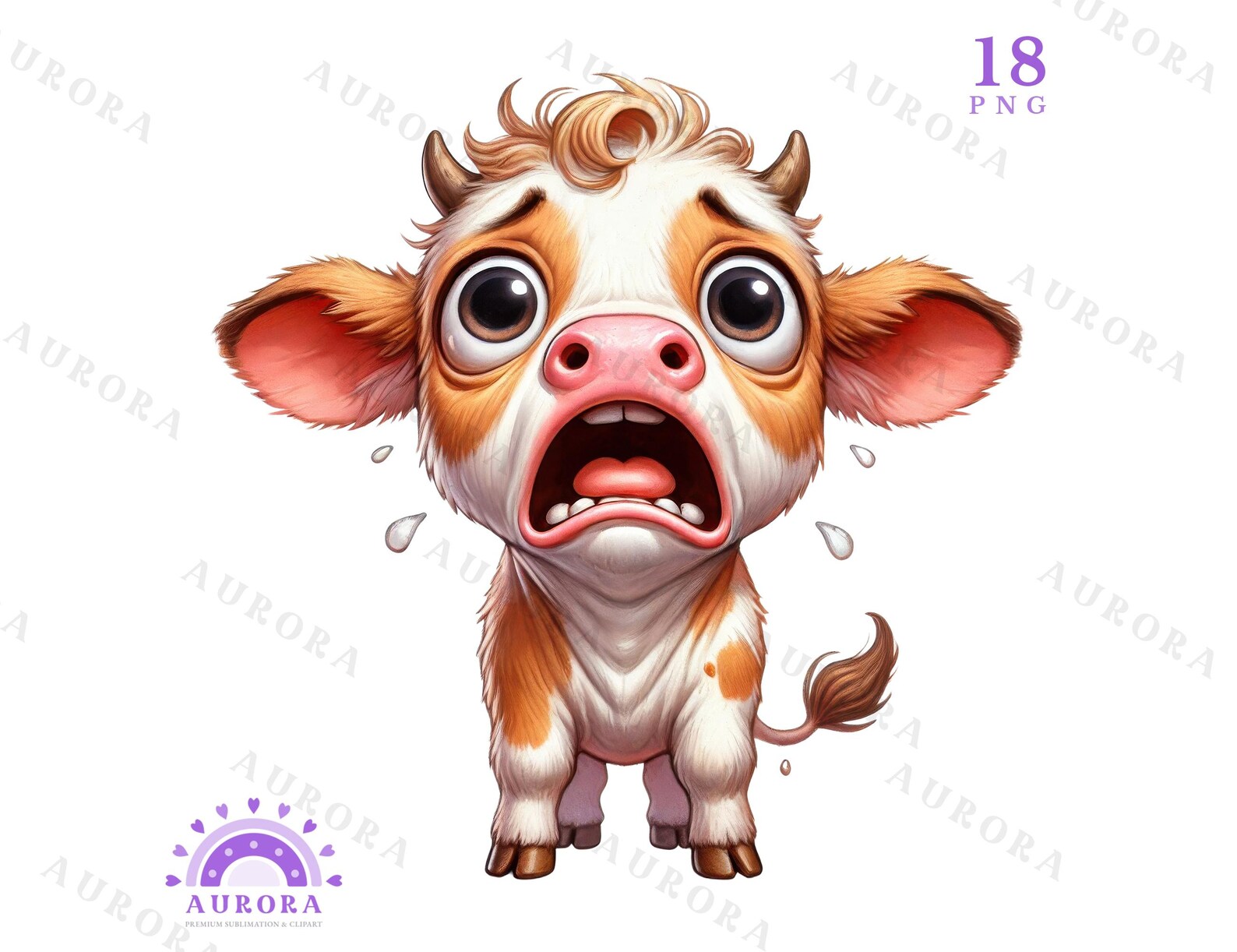 Funny Cow PNG, Quirky Animals Clipart Bundle, Silly Farm Animal ...