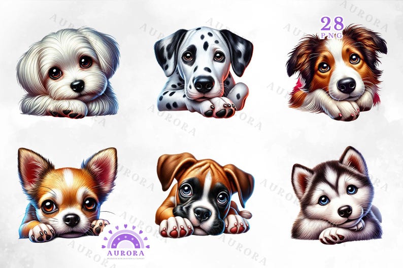28 Cute Puppy Clipart, Adorable Dog Clipart Bundle, Dog Sublimation PNG ...