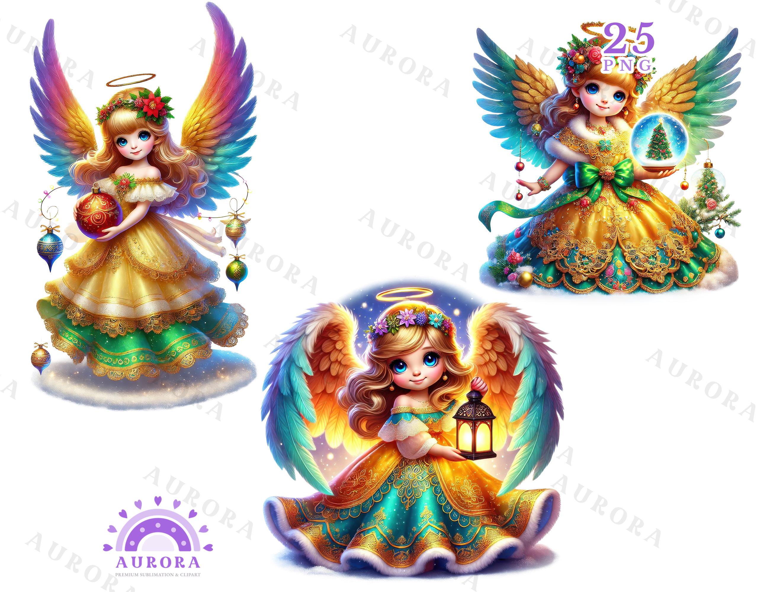 25 Christmas Angel Clipart, Cute Christmas Angels Bundle, Festive Angel ...