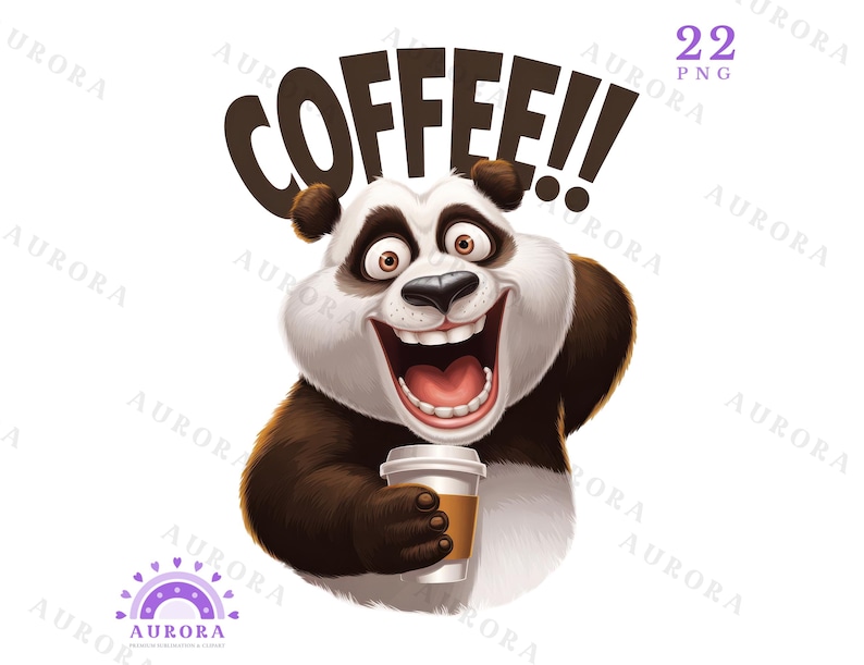 Funny Coffee Animal Clipart, Cute Cartoon Animals Drinking Coffee ...