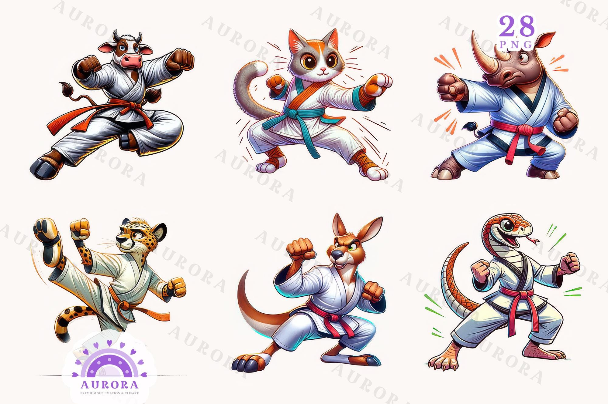 Karate Animals Clipart Bundle, Martial Arts PNG (digital Download) - Etsy