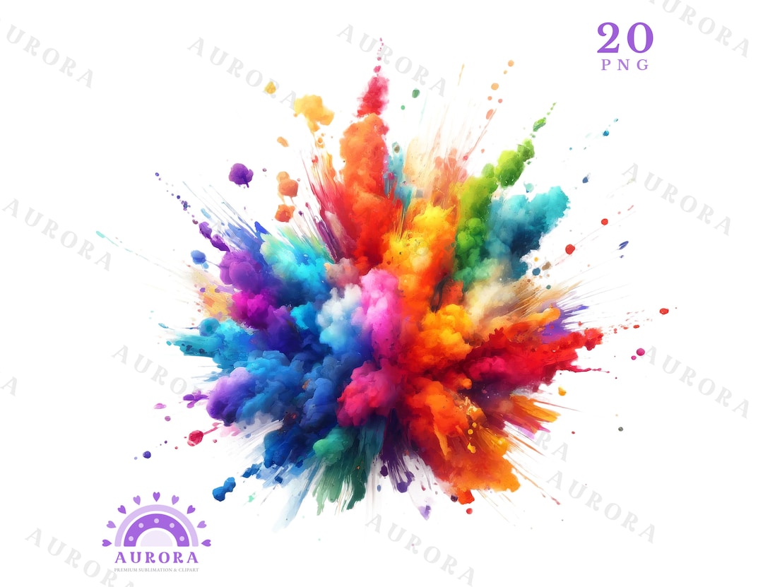 Colorful Explosion Clipart, Dynamic Watercolor Burst PNG, Ink Splash ...